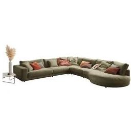 Ecksofa 3C Candy "Enisa II, bequem und komfortabel, Mega Familiensofa, L-Form", grün (oliv), B:225cm H:86cm T:395cm, 100% Polyester, Sofas, incl. 3 Flatterkissen, wahlweise mit Flecken-Schutz-Bezug Easy care