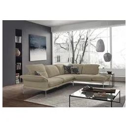 Ecksofa W.Schillig "sherry, Designsofa mit tollem Sitzkomfort, elegant und zeitlos, L-Form", beige (ecru w82), B:302cm H:81cm T:230cm, Longlife Xtra-Leder Z69: Das feinnarbige, gedeckte Softleder Z69 besticht durch seine außergewöhnliche Weichheit im trendigen u00bbVintage-Looku00ab, Hautstärke 0, 9 - 1, 1 mm, Schlingenpolgewebe W82 (74% Polyacryl, 26% Polyester), Chenillegewebe V34 (52% Polyester