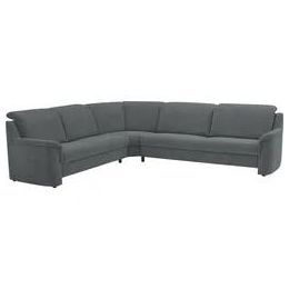 Ecksofa VILLA BECK "Garda L-Form" Sofas Gr. B/H/T: 245cm x 90cm x 91cm, Microfaser-Flock, langer Schenkel links, mit Kopfteilverstellung, grau (7 anthrazit) inklusive Kopfteilverstellung, Stellmaß 277x245cm