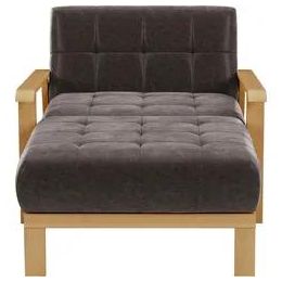 Sit & More Recamiere SIT & MORE "Billund" Sofas Gr. B/H/T: 109cm x 88cm x 185cm, Luxus-Microfaser Vintageoptik, Recamiere beidseitig, mit Schlaffunktion, grau (anthrazit) Armlehnen aus eichefarbigem Buchenholz, verschiedene Bezüge und Farben