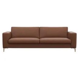 3-Sitzer FLEXLUX "Fiore, super Sitzkomfort durch Kaltschaum im Sitz" Sofas Gr. B/H/T: 229cm x 85cm x 92cm, Echtleder, braun (old chestnut) breite Armlehnen, Füße Alu+ Eiche