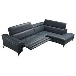 Ecksofa Egoitaliano "Martine" Sofas Gr. B/H/T: 272cm x 96cm x 203cm, Leder BULL, Ottomane rechts, mit elektrischer Relaxfunktion-mit manueller Kopfteilverstellung, grau (smoke) mit Ottomane, elektrischer Relaxfunktion und Kopfteilverstellung