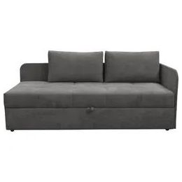 Schlafsofa Alina "Marla" Sofas Gr. B/H/T: 205cm x 73cm x 95cm, Struktur fein XBO, Armlehne rechts, grau (anthrazit xbo 9) inkl. Stauraum & 2 Rückenkissen, Armlehne wahlweise links oder rechts