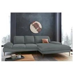 Ecksofa W.Schillig "enjoy&MORE" Sofas Gr. B/H/T: 310cm x 87cm x 185cm, Chenille-Flachgewebe R66, Recamiere rechts, mit Kopfteilverstellung-mit Armlehnenverstellung-mit Sitztiefenverstellung, blau (niagara r66) Sitztiefenverstellung, Füße bronze pulverbeschichtet, Breite 310 cm