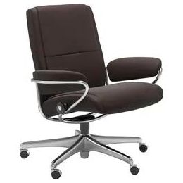 Relaxsessel stressless "Paris" Sessel Gr. Leder PALOMA, Home Office Base, PlusTMSystem-Gleitsystem-Relaxfunktion-Drehfunktion-Rückteilverstellung-Höhenverstellung, B/H/T: 80 cm x 97 cm x 69 cm, braun (chocolate paloma) Low Back, mit Home Office Base, Gestell Chrom