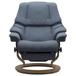 Relaxsessel stressless "Reno" Sessel Gr. Leder PALOMA, PowerTM Leg & Back-Classic Base Eiche-M, B/H/T: 79cm x 98cm x 78cm, blau (sparrow blue paloma) elektrisch verstellbar, optional 2-motorisch, Größe M & L