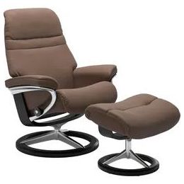 Relaxsessel stressless "Sunrise" Sessel Gr. Leder BATICK, Relaxfunktion-Drehfunktion-PlusTMSystem-Gleitsystem-BalanceAdaptTM, B/H/T: 92cm x 105cm x 80cm, braun (mole batick) mit Signature Base, Größe L, Gestell Schwarz