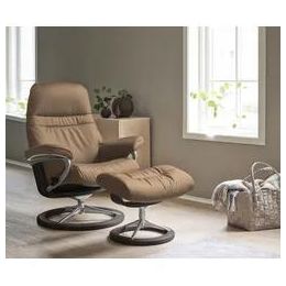 Relaxsessel stressless "Sunrise" Sessel Gr. Leder PALOMA, Relaxfunktion-Drehfunktion-PlusTMSystem-Gleitsystem-BalanceAdaptTM, B/H/T: 92cm x 105cm x 80cm, braun (almond paloma) mit Signature Base, Größe L, Gestell Wenge