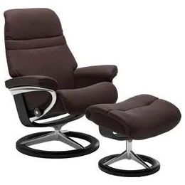 Relaxsessel stressless "Sunrise" Sessel Gr. Leder PALOMA, Relaxfunktion-Drehfunktion-PlusTMSystem-Gleitsystem-BalanceAdaptTM, B/H/T: 92cm x 105cm x 80cm, braun (chocolate paloma) mit Signature Base, Größe L, Gestell Schwarz