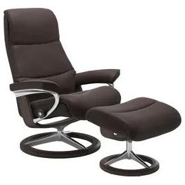 Relaxsessel stressless "View" Sessel Gr. Leder PALOMA, Cross Base Wenge, Relaxfunktion-Drehfunktion-PlusTMSystem-Gleitsystem-BalanceAdaptTM, B/H/T: 82cm x 109cm x 81cm, braun (chocolate paloma) mit Signature Base, Größe M,Gestell Wenge