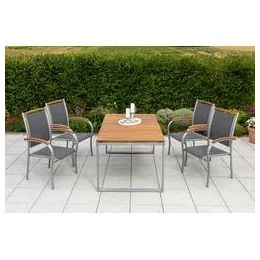 Garten-Essgruppe Merxx "»Siena«" Sitzmöbel-Sets grau (grau, grau, graphit) Ausziehtisch: LxB: 150-200 x 90 cm