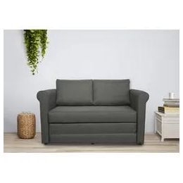 Schlafsofa Home Affaire "Lanas" Sofas Gr. B/H/T: 142cm x 87cm x 76cm, Webstoff fein, grau (dark grey) kompaktes 2-Sitzer mit Schlaffunktion, in verschiedenen Farben