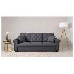 3-Sitzer Home Affaire "MORVILLE B/T/H: 240/90/94 cm, Liegefläche 195/141 cm" Sofas Gr. B/H/T: 240cm x 94cm x 98cm, Luxus-Microfaser weich, PU-Schaum, grau (ash) Federkern-Polsterung, incl. Zierkissen, Incl. Bettkasten, Schlafsofa