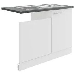 Spülenschrank Optifit "Bella", weiß (weiß, weiß, anthrazit), B:110cm H:84,8cm T:60cm, Spanplatte, Schränke, Breite 110 cm, für teilintegrierten Geschirrspüler