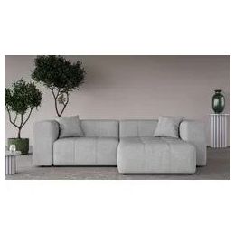 Ecksofa Home Affaire "ERIZ auch in Bouclé L-Form" Sofas Gr. B/H/T: 278cm x 70cm x 176cm, Bouclé, Ottomane rechts, grau (hellgrau) moderne Steppung, incl. 2 Zierkissen, BTH: 27817670 cm