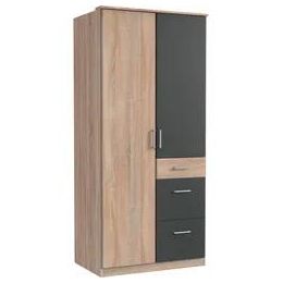 Kleiderschrank wimex "Click" Schränke Gr. B/H/T: 90cm x 199cm x 58cm, 2 St., grau (struktureichefarben hell/graphitfarben) Drehtürenschrank Kleiderschrank Schränke ohne Spiegel