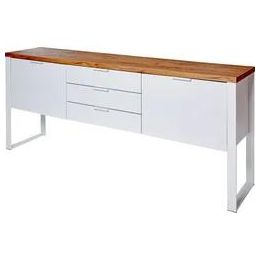 Sideboard JAHNKE "LOOP" Sideboards Gr. B/H/T: 180 cm x 76,2 cm x 39,5 cm, 3 St., braun (kerneiche, weiß) Breite ca. 180 cm