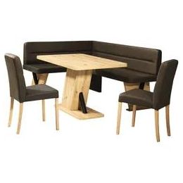 Eckbankgruppe Home Affaire "Laros Sitzgruppe, Eckbank, Stühle, Tisch" Sitzmöbel-Sets Gr. B/H/T: 182 cm x 87,5 cm x 141 cm, Kunstleder, langer Schenkel rechts, braun (dunkelbraun, dunkelbraun, natur) perfekt für Küche, Esszimmer, Wohnzimmer, Bestseller