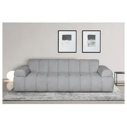 3-Sitzer Inosign "LYOTH" Sofas Gr. B/H/T: 220cm x 71cm x 93cm, Chenille, weiß (silber) moderne Steppung, Armlehnen in Kissenoptik, BTH: 2209371 vm