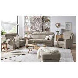 3-Sitzer VILLA BECK "Varese" Sofas Gr. B/H/T: 195cm x 102cm x 83cm, Microfaser-Flock, mit Sitzvorzug und Bettkasten, beige (2 stone) Kopfteilverstellung, wahlweise mit Sitzvorzug, in Sitzhöhe 49 cm