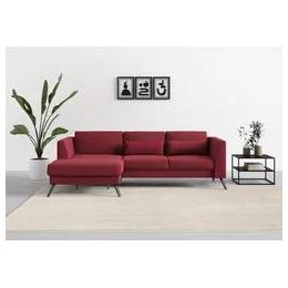 Sit & More Ecksofa SIT & MORE "Lindholm L-Form" Sofas Gr. B/H/T: 262cm x 88cm x 171cm, Samtoptik, Recamiere links, mit Sitztiefenverstellung, rot mit Sitztiefenverstellung und Federkern