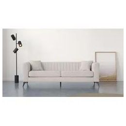 4-Sitzer Places of Style "MATTHEW B/T/H: 231/86/74 cm" Sofas Gr. B/H/T: 231 cm x 74 cm x 86 cm, Struktur weich, beige (hellbeige) XXL, Steppung im Rücken, lose Sitzkissen, incl 2. Zierkissen