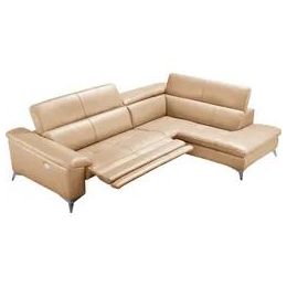 Ecksofa Egoitaliano "Martine" Sofas Gr. B/H/T: 272cm x 96cm x 203cm, Leder BULL, Ottomane rechts, mit elektrischer Relaxfunktion-mit manueller Kopfteilverstellung, beige (champagner) mit Ottomane, elektrischer Relaxfunktion und Kopfteilverstellung