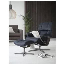 Relaxsessel stressless "Reno" Sessel Gr. Leder PALOMA, Cross Base Wenge-S, Relaxfunktion-Drehfunktion-PlusTMSystem-Gleitsystem-BalanceAdaptTM, B/H/T: 79cm x 99cm x 75cm, blau (oxford blue paloma) mit Cross Base, Größe S, M & L, Holzakzent Wenge