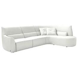 Ecksofa Egoitaliano "Puffy" Sofas Gr. B/H/T: 330cm x 88cm x 205cm, Leder BULL, Ottomane rechts, Ohne Relaxfunktion, weiß mit Ottomane, wahlweise und ohne elektrischer Relaxfunktion