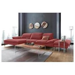 Ecksofa W.Schillig "enjoy&MORE" Sofas Gr. B/H/T: 340cm x 87cm x 185cm, Chenille-Flachgewebe R66, Recamiere links, mit Kopfteilverstellung-mit Armlehnenverstellung-mit Sitztiefenverstellung, rot (rot r66) Sitztiefenverstellung, Füße bronze pulverbeschichtet, Breite 340 cm