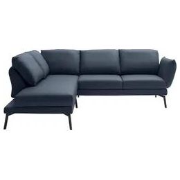 Schöner Wohnen Ecksofa SCHÖNER WOHNEN-KOLLEKTION "L-Form" Sofas Gr. B/H/T: 329cm x 87cm x 259cm, Dickleder, Ottomane links, mit Drehsitzfunktion und Armlehnenfunktion rechts, mit Rückenneigung und Drehsitzfunktion im Eckelement, blau (navy) Drehsitz-Funktion, USB-Anschluss, Armlehnfunktion, Rückenverstellung