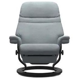 Relaxsessel stressless "Sunrise" Sessel Gr. Struktur fein JASMINE, PowerTM Leg & Back-mit Akku-Classic Base Schwarz, Relaxfunktion-Drehfunktion-Integrierte Fußstütze-PlusTMSystem, B/H/T: 88cm x 103cm x 78cm, blau (light blue jasmine) elektrisch verstellbar, optional 2-motorisch, Größe M & L