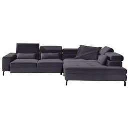 Ecksofa Gallery M BRANDED BY MUSTERRING "Felicia Due L-Form" Sofas Gr. B/H/T: 312cm x 82cm x 218cm, Leder BAX, Longchair rechts, ohne Sitzvorzug, braun (dunkelbraun) Wahlweise mit Sitzvorzug, inkl. Kopfteilverstellung, Sitzhöhe 43 cm