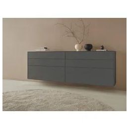 Sideboard LeGer Home by Lena Gercke "Essentials" Sideboards Gr. B/H/T: 224cm x 74cm x 42cm, 6 St., grau (anthrazit) Breite: 224cm, MDF lackiert, Push-to-open-Funktion