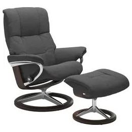 Relaxsessel stressless "Mayfair" Sessel Gr. ROHLEDER Stoff Q2 FARON, Signature Base Braun, Relaxfunktion-Drehfunktion-PlusTMSystem-Gleitsystem-BalanceAdaptTM, B/H/T: 92cm x 103cm x 79cm, grau (dunkelgrau q2 faron) mit Hocker, Signature Base, Größe S, M & L, Gestell Braun