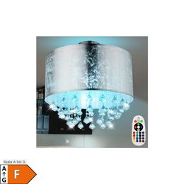 etc-shop RGB LED Deckenlampe, Blattsilber Design mit Kristallen, AMY