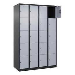 C+P CP Schließfachschrank Classic Plus schwarzgrau, weißaluminium 080000-405 S10018, 20 Schließfächer 120,0 x 50,0 x 185,0 cm