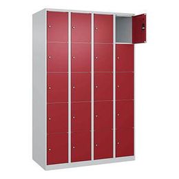 C+P CP Schließfachschrank Classic Plus lichtgrau, rubinrot 080000-405 S10001, 20 Schließfächer 120,0 x 50,0 x 185,0 cm