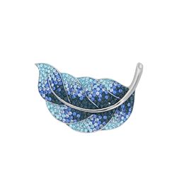 Brosche Vivance "Feder" Broschen blau Damen Broschen mit funkelten Swarovski-Steinen