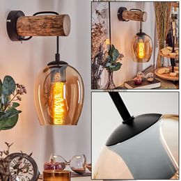 hofstein Vevino Wandleuchte Glas 15cm Naturfarben, Schwarz, 1-flammig