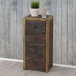 MCW Kommode Ambato, Schubladenkommode Schrank, 4 Schubladen 70x33x26cm Shabby-Look Vintage ~ braun