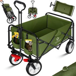 Kesser® Bollerwagen faltbar Handwagen Transportkarre Gerätewagen inkl. 2 Netztaschen & Cover klappbar PVC-Reifen bis 80 kg Tragkraft transportwagen Gartenanhänger ohne Dach