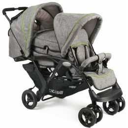 CHIC 4 BABY Geschwisterwagen CHIC4BABY "Duo, jeans grey" grau (jeans grey) Baby Kinderwagen mit herausnehmbarer Tragetasche;