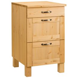 Unterschrank Home Affaire "Alby", beige (natur gebeizt, gewachst), B:50cm H:85cm T:60cm, Schränke, Breite 50 cm, 3 Schubladen