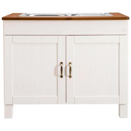 Spülenschrank Home Affaire "Alby", weiß (weiß, honigfb), B:100cm H:85cm T:60cm, Schränke, Breite 100 cm, 1 Fach