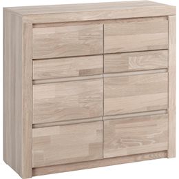 Kommode Home Affaire "Silkeborg" Sideboards Gr. Holzwerkstoff eichefarben weiß gekalkt (Korpsu) / Massivholz Eiche weiß gekalkt (Front), braun (eiche weiß gekalkt teilmassiv) Kommode Breite 90 cm