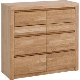 Kommode Home Affaire "Silkeborg" Sideboards Gr. Holzwerkstoff eichefarben (Korpus) / Massivholz Eiche (Front), braun (eiche teilmassiv) Kommode Breite 90 cm