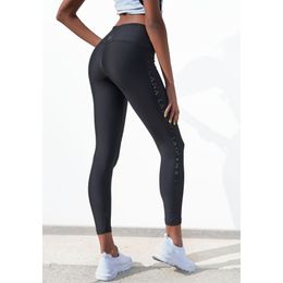 active by Lascana Leggings LASCANA ACTIVE Gr. 32/34, N-Gr, schwarz Damen Hosen Yogahosen mit glänzendem Logoschriftzug