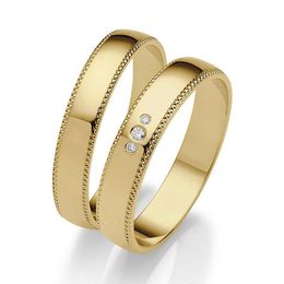 Trauring Firetti "Schmuck Geschenk Gold 375 Hochzeit Ehering "LIEBE"" Fingerringe Gr. 50, 0,02 ct SI = kleine Einschlüsse mit Brillanten, Gelbgold 585, 4 mm, goldfarben (gelbgoldfarben) Made in Germany, wahlweise mit oder ohne Brillanten