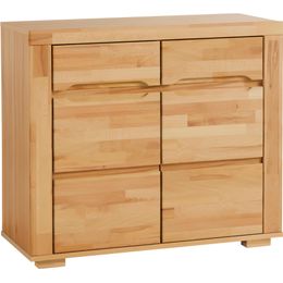 Kommode Home Affaire "Denis" Sideboards Gr. B/H/T: 98,5 cm x 85 cm x 40 cm, Holzwerkstoff Kernbuchefarben (Korpus)/ Massivholz Kernbuche (Front), beige (kernbuche teilmassiv) Breite 98,5 cm